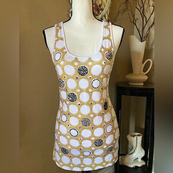 Tops | Super Cute Tank Top With Studs And Shiny Gold Details | Poshmark